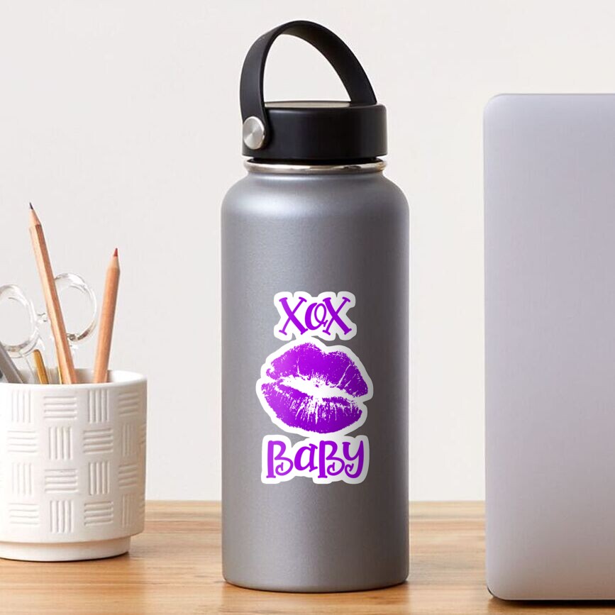 "XOX BABY! Purple on White" Sticker by PawsitiveMum | Redbubble