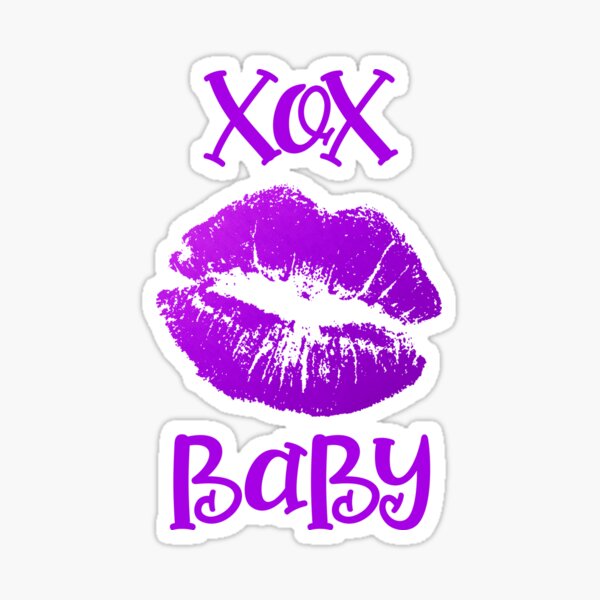 "XOX BABY! Purple on White" Sticker by PawsitiveMum | Redbubble