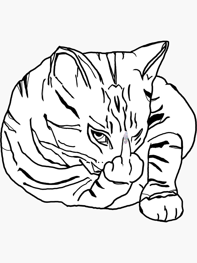 "cat flipping you off" Sticker by stickers4tiktok | Redbubble