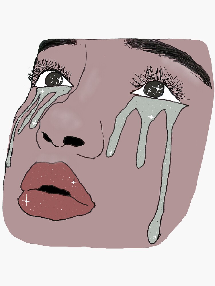 "aesthetic girl crying glitter " Sticker by hannahhamo | Redbubble