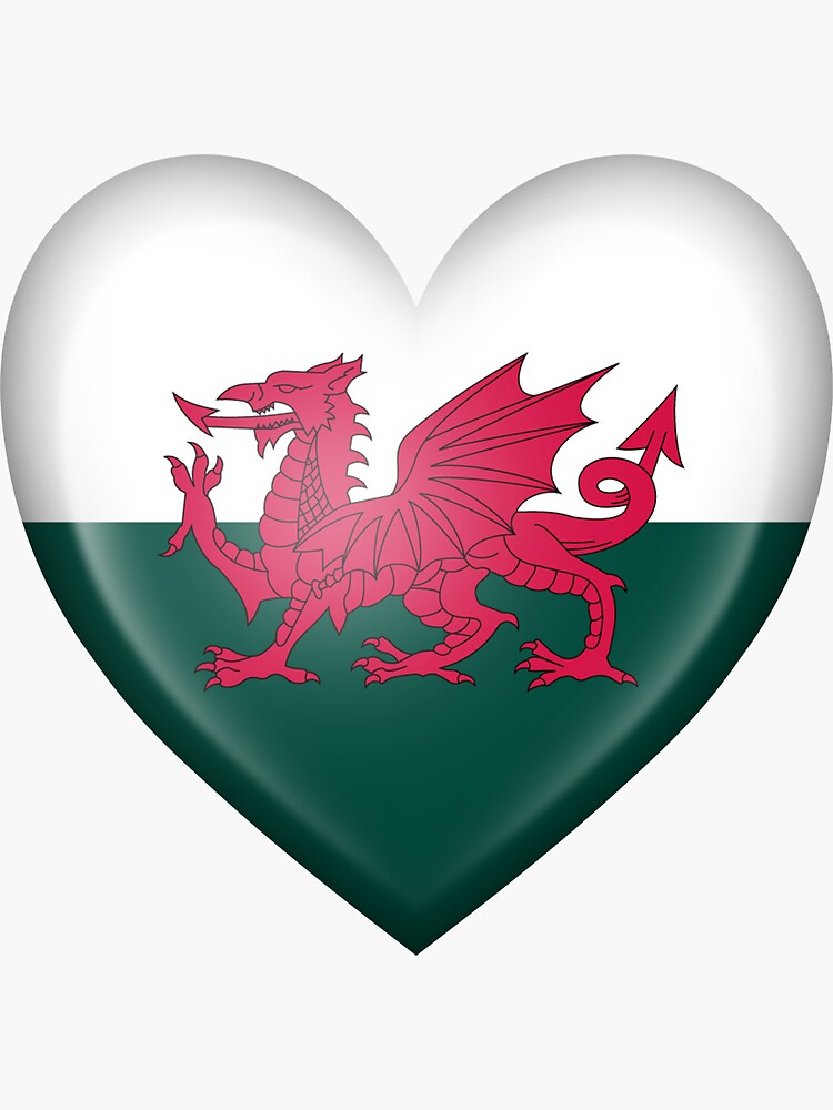 "Welsh Heart Flag" Sticker for Sale by JeffBartels | Redbubble