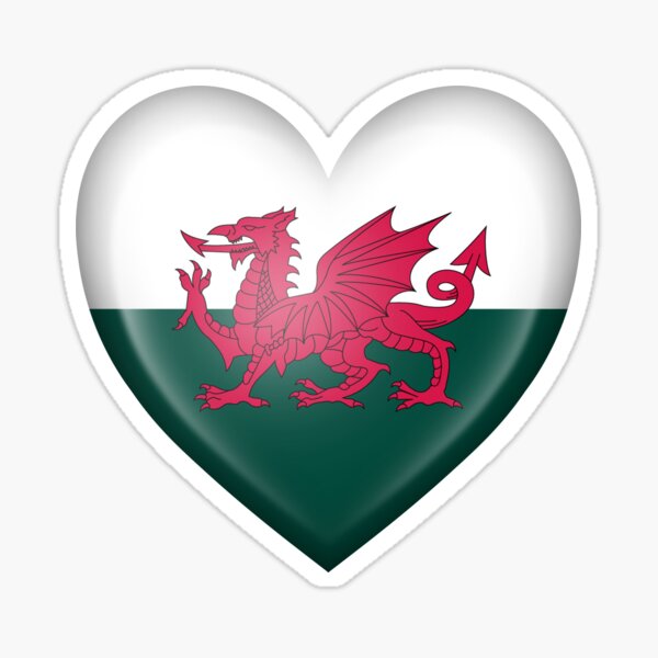 "Welsh Heart Flag" Sticker for Sale by JeffBartels | Redbubble