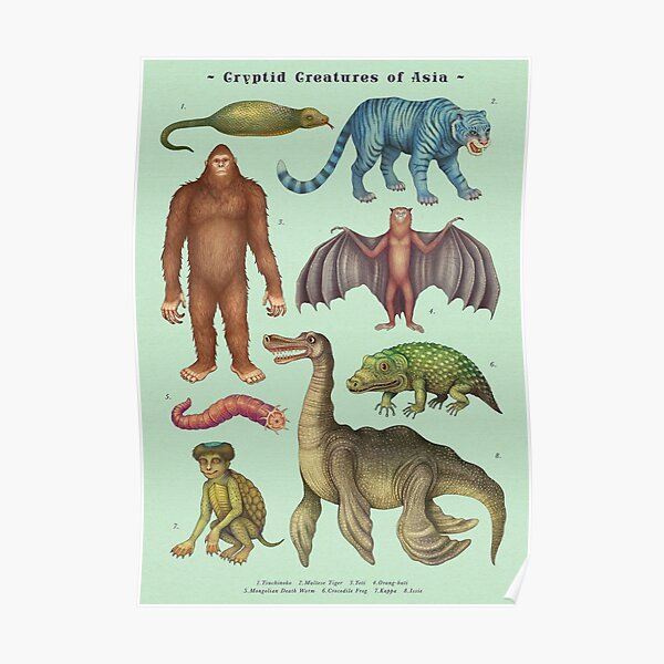 "Cryptids of Asia, Cryptozoology species" Poster for Sale by vladimirsart | Redbubble