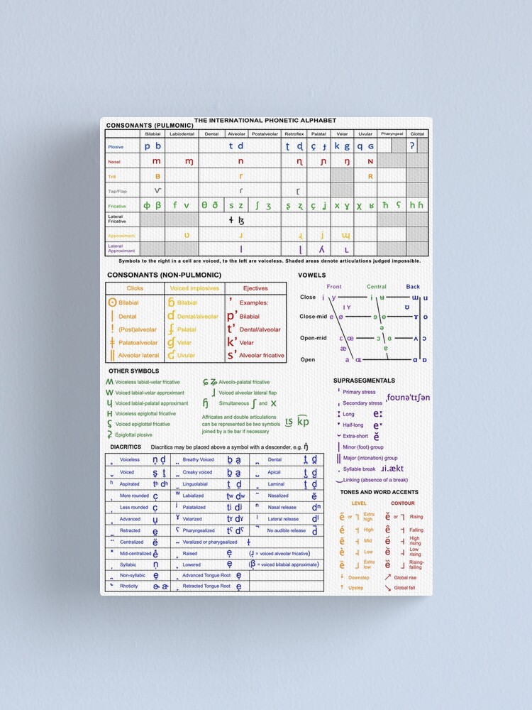 "Colourful IPA Chart" Canvas Print for Sale by Bododobird | Redbubble