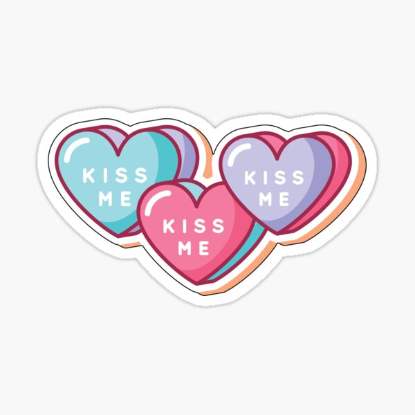 "Kiss me love hearts" Sticker for Sale by youngdstag | Redbubble