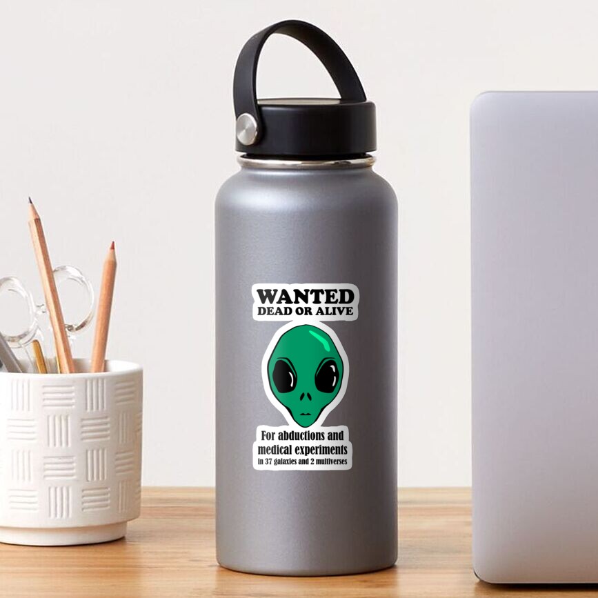 "Alien Wanted Poster" Sticker for Sale by Designs-Rabbit | Redbubble