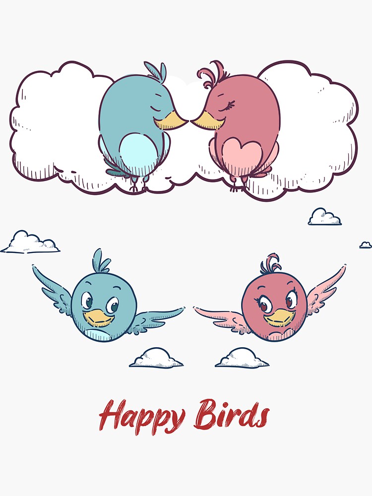 "Happy Birds" Sticker by Haxino | Redbubble