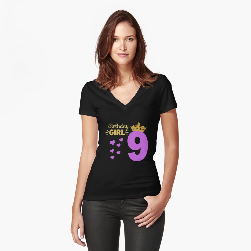 "Happy Birthday Girly 9th Princess Pink with Crown 9 years old ...