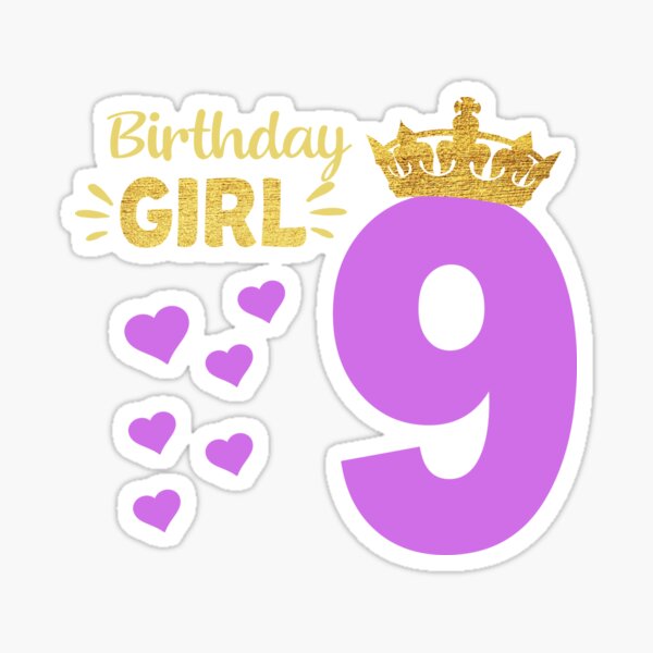 "Happy Birthday Girly 9th Princess Pink with Crown 9 years old ...