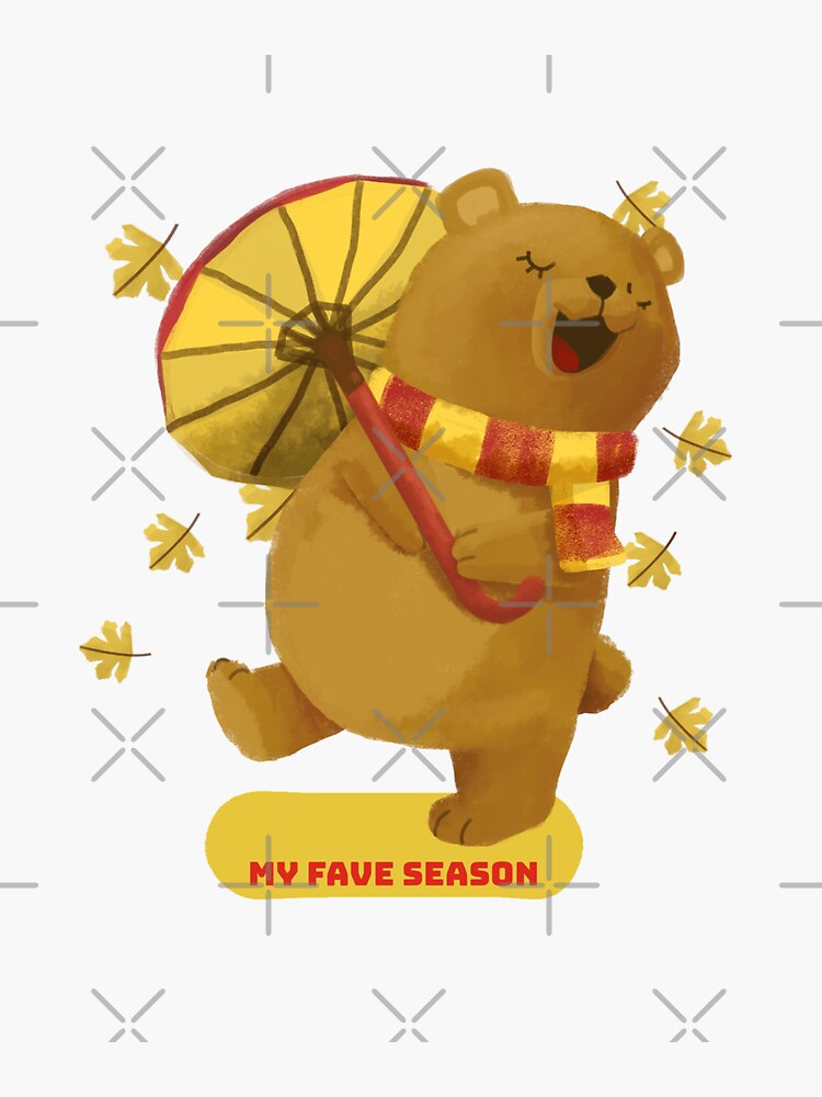 "Happy Fall Bear" Sticker for Sale by LemonBlueTigers | Redbubble