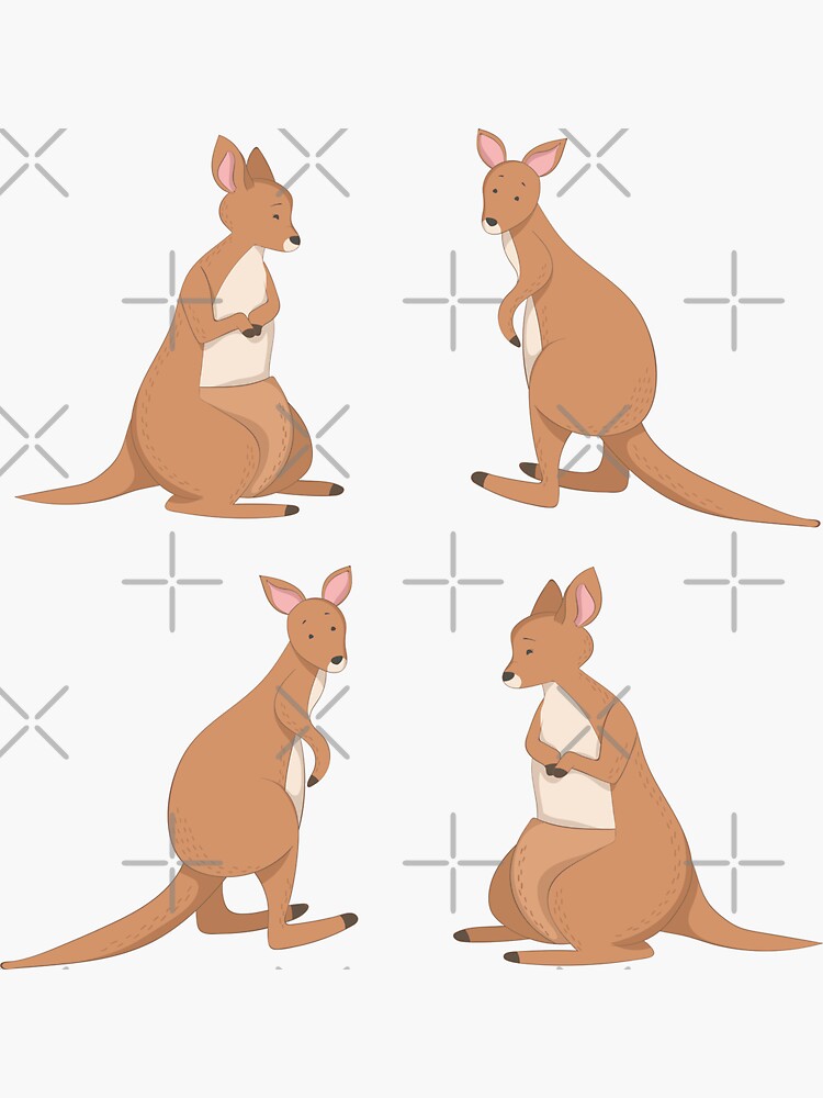 "Cute Australian Kangaroo Sticker Pack" Sticker for Sale by Scubedesign ...