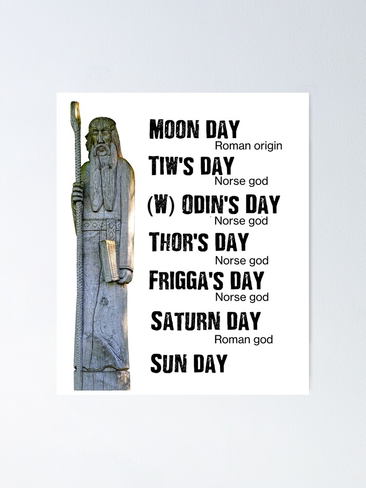 "DAYS OF THE WEEK - ETYMOLOGY AND HISTORY" Poster for Sale by ...