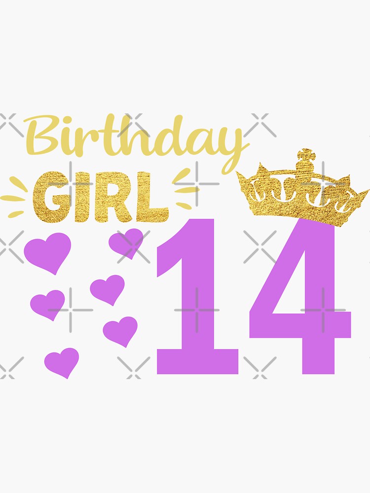 "Happy Birthday Girly 14th Princess Pink with Crown 14 years old ...