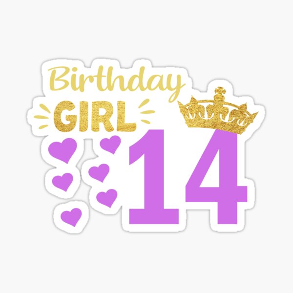 "Happy Birthday Girly 14th Princess Pink with Crown 14 years old ...