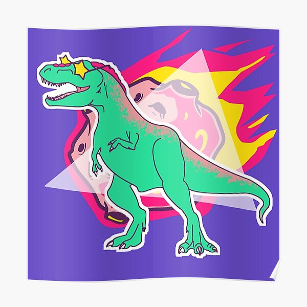 "T-rex dinosaur having a disco party" Poster by olimaki | Redbubble