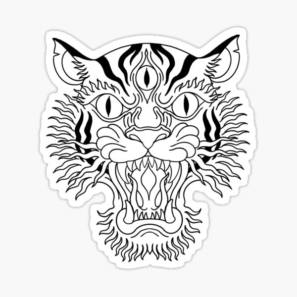 "RAY CHANG TIGER EYES" Sticker by roycheungtattoo | Redbubble