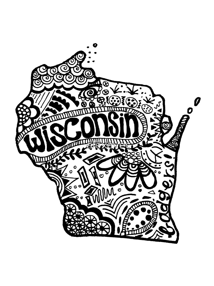 "Hipster Wisconsin State Zentangle" Art Print by alexavec | Redbubble
