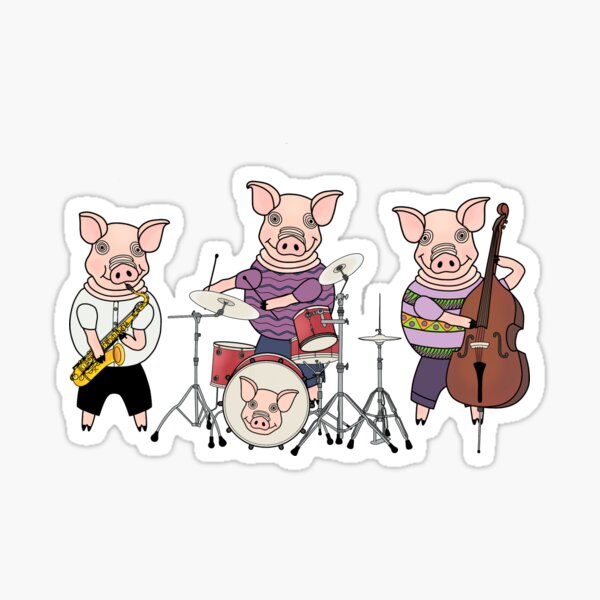 "Pig jazz band" Sticker by SnailAndCo | Redbubble