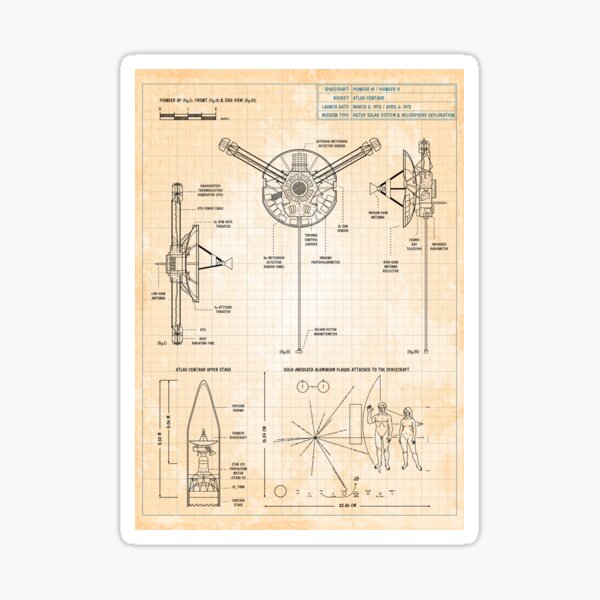 "Pioneer: Deep Exploration Probes (Old Blue Grid)" Sticker by BGALAXY ...
