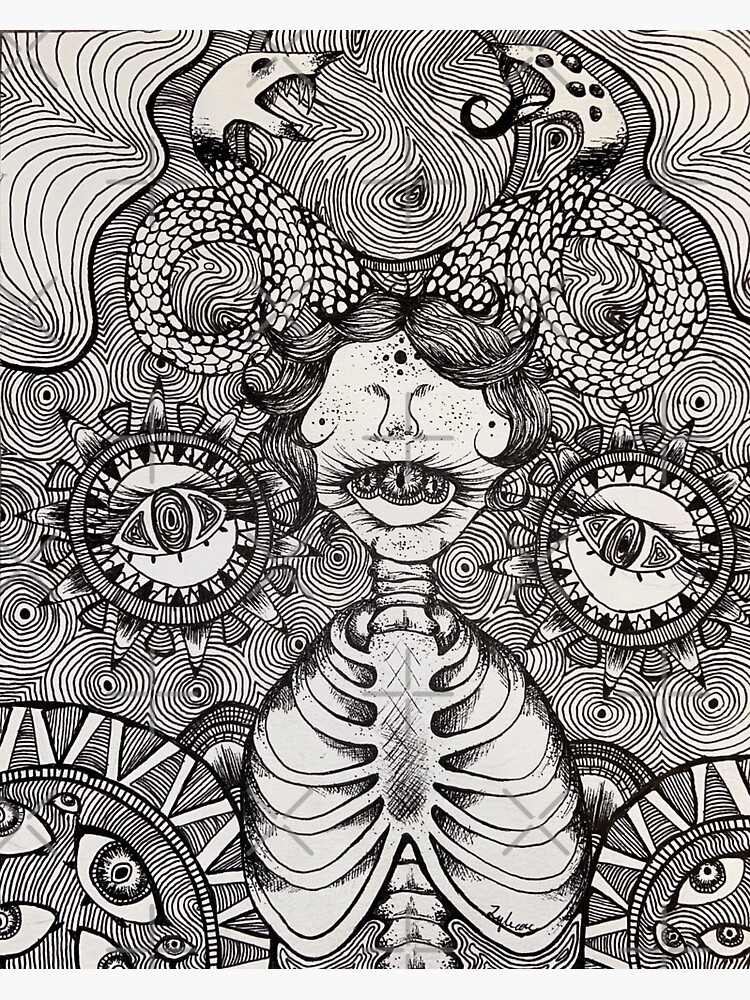 "Trippy Demon Line Art" Sticker for Sale by Onlyomniscience | Redbubble