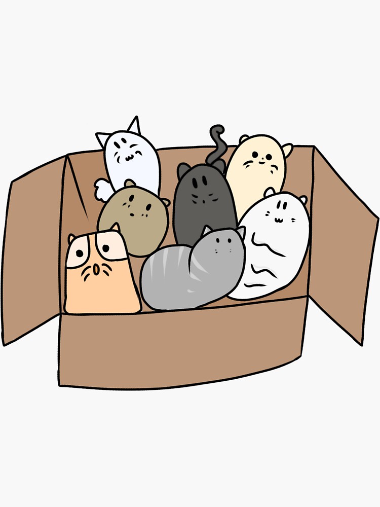 "Cats In A Box" Sticker for Sale by eBeth-Art | Redbubble
