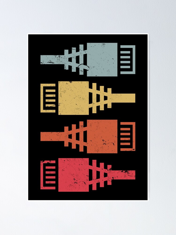 "RJ45 Ethernet Symbols Vintage Old School Retro " Poster by ...