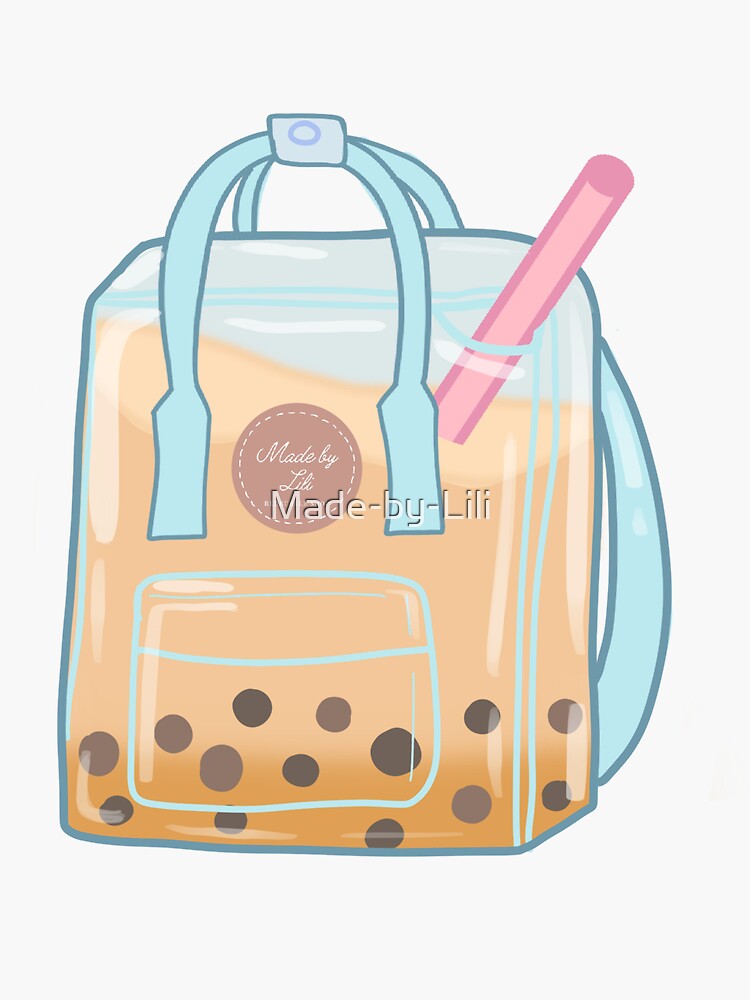 "Boba tea backpack" Sticker for Sale by Made-by-Lili | Redbubble
