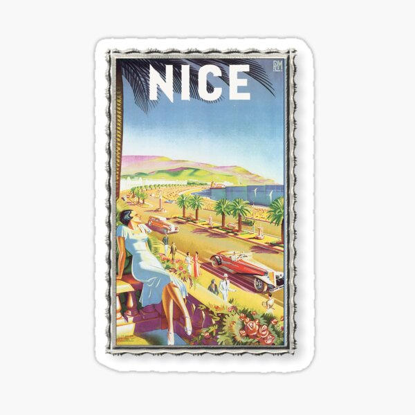 "Vintage Framed Art Nice France " Sticker for Sale by SoldierAlways ...