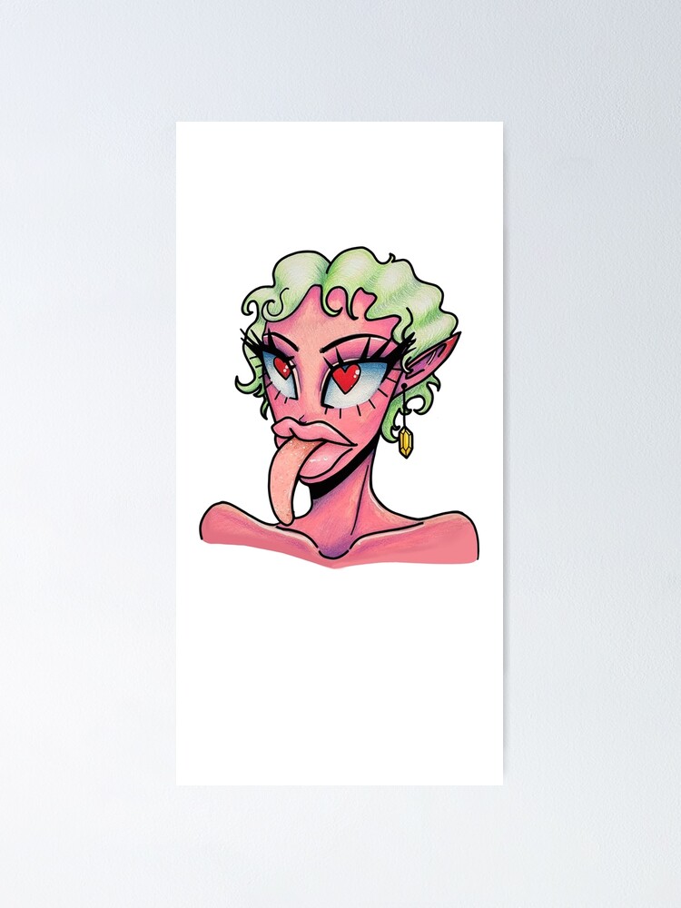 "Pink Alien Girl Sticking Tongue Out" Poster for Sale by SeaMushrooms ...