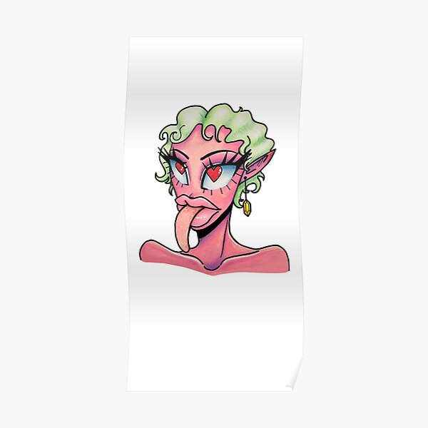 "Pink Alien Girl Sticking Tongue Out" Poster for Sale by SeaMushrooms ...