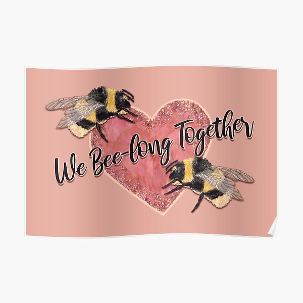 "We Beelong Together, Valentines Day, Bee Bumblebee and Pink Love Heart ...