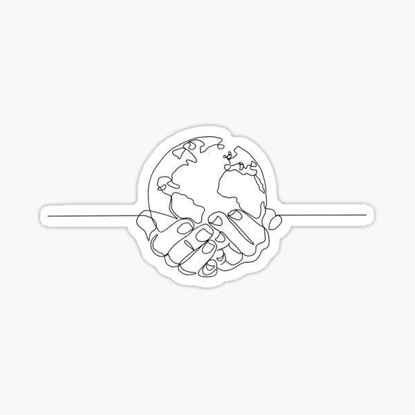 "Holding Earth line drawing" Sticker by Dsilverart | Redbubble