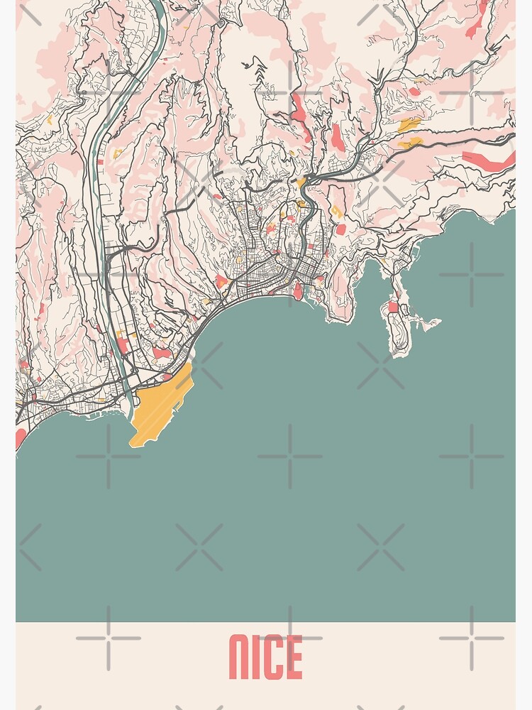 "Chalk City Map Of Nice France" Photographic Print for Sale by Kuotee ...