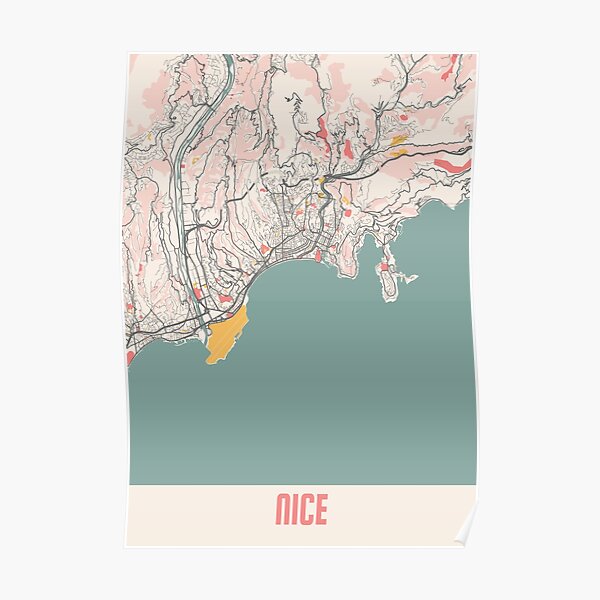"Chalk City Map Of Nice France" Poster by Kuotee-Designs | Redbubble