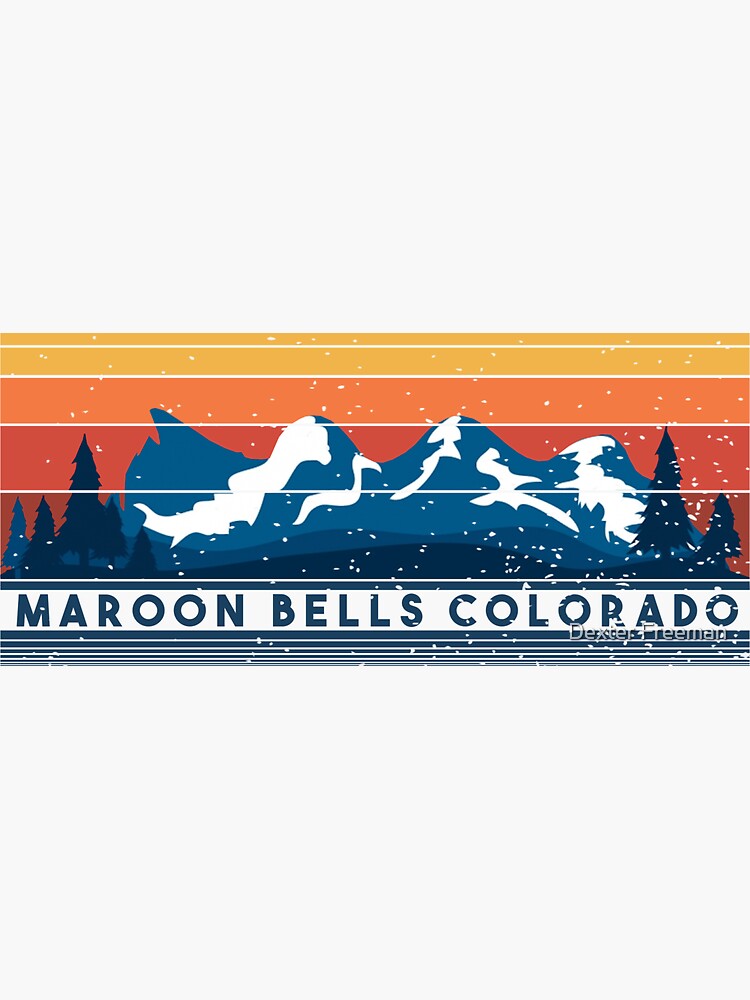 "Maroon Bells Colorado Mountains Vintage Sunset Retro" Sticker by ...