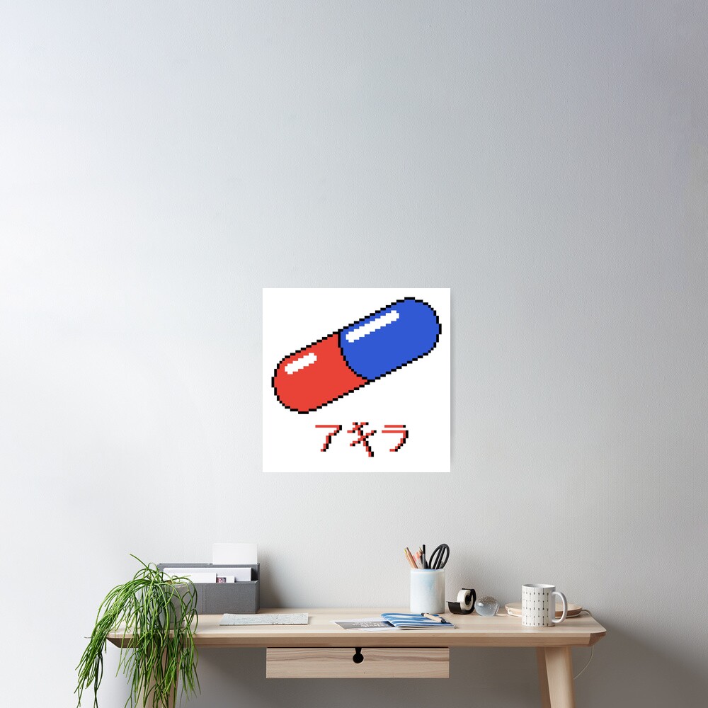 Póster «Píldora roja y azul del anime AKIRA en pixel art.» de ...