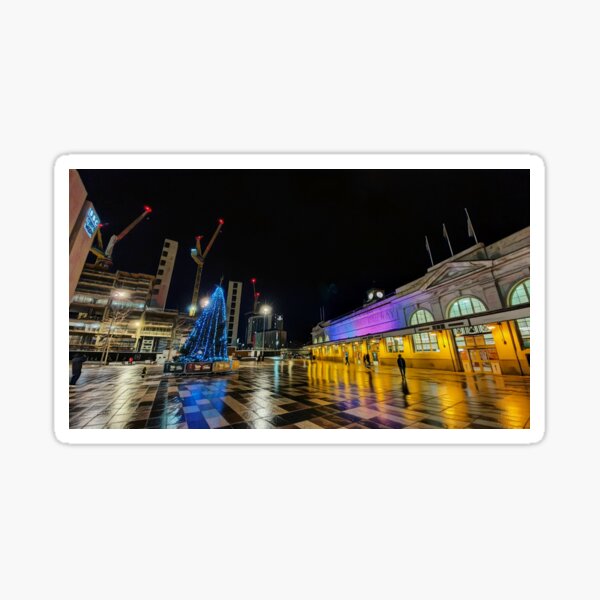 "Cardiff Central Railway Station Illuminated" Sticker for Sale by Frank ...