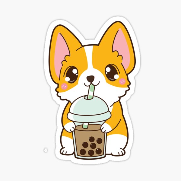 "Boba Cat Drinking Boba Kitten Kawaii Japanese Kitty" Sticker for Sale ...