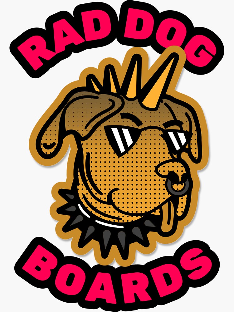 "Rad Dog Boards Logo Skateboarder" Sticker for Sale by davestees506 ...