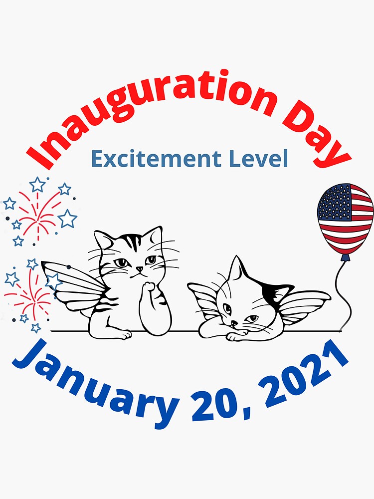 "Angel Cats' Excitement Level On Inauguration Day - Bored" Sticker for ...