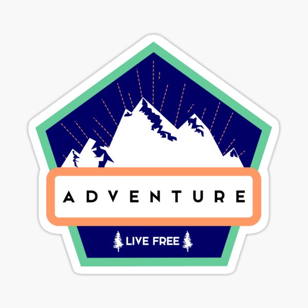 "Adventure | Live Free" Sticker by lawjfree | Redbubble