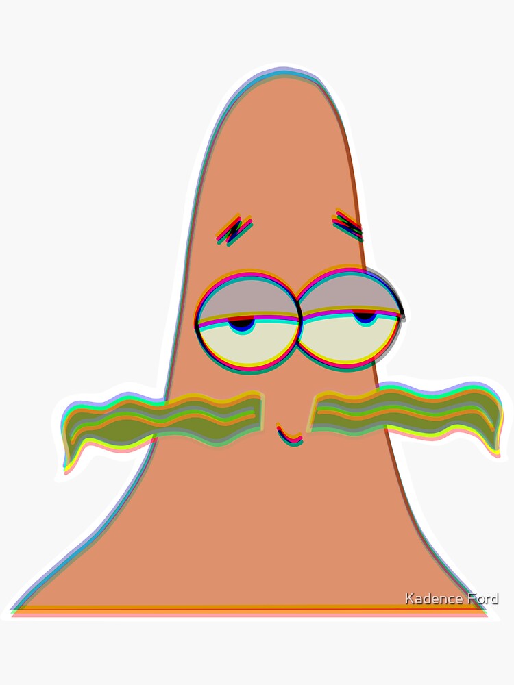 "Patrick star with a seaweed mustache " Sticker by KadenceFord | Redbubble