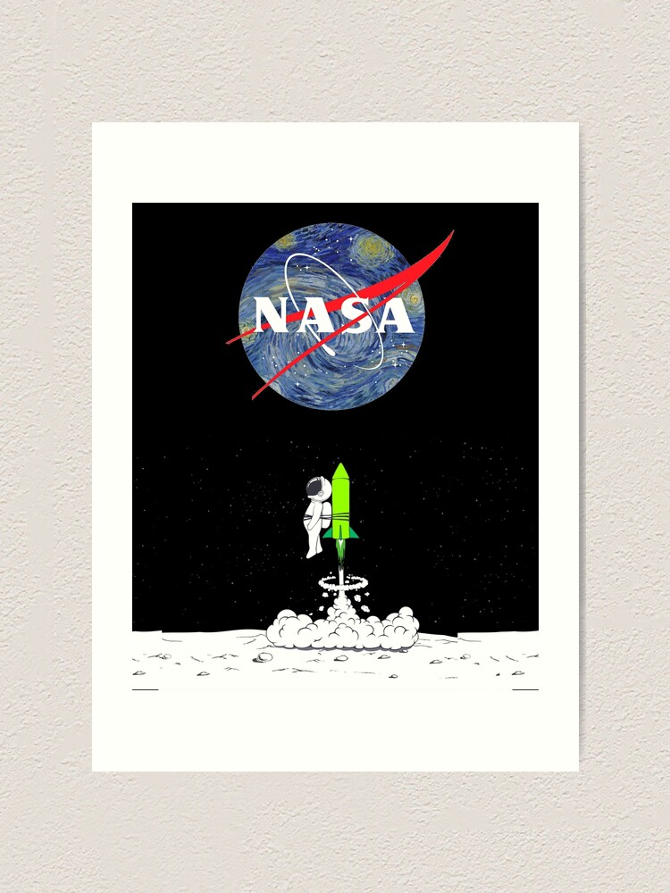 "Nasa Starry Night - Nasa Van Gogh - Nasa Retro Logo" Art Print for ...