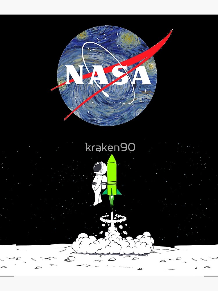 "Nasa Starry Night - Nasa Van Gogh - Nasa Retro Logo" Art Print for ...