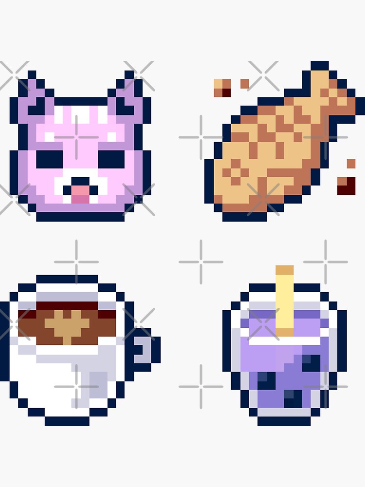 "Pixelated Cat Cafe | pixel art" Sticker for Sale by warmfuzzylogic ...