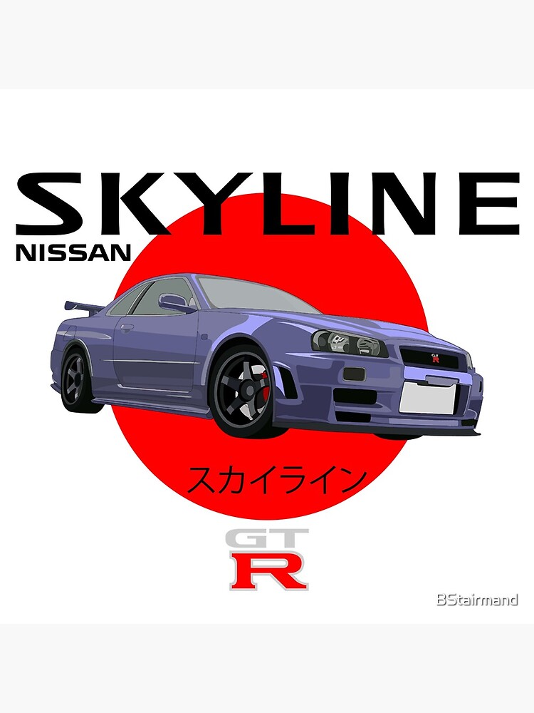 "SKYLINE R34 GTR スカイライン Design" Art Print for Sale by BStairmand ...