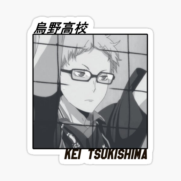 "Kei Tsukishima (BW)" Sticker by kasside717 | Redbubble