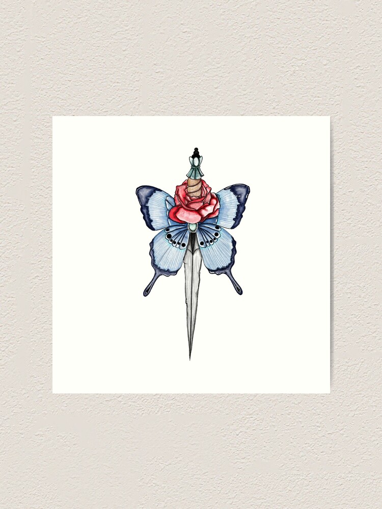 "Butterfly Dagger Tattoo Design " Art Print for Sale by emassketches ...
