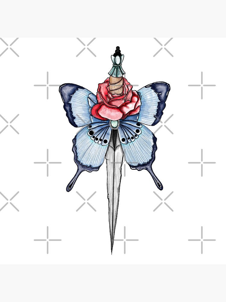 "Butterfly Dagger Tattoo Design " Art Print for Sale by emassketches ...