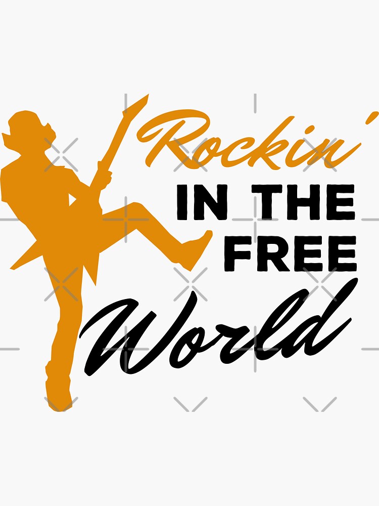 "Rockin' in the free world - cool guitarist silhouette" Sticker for ...